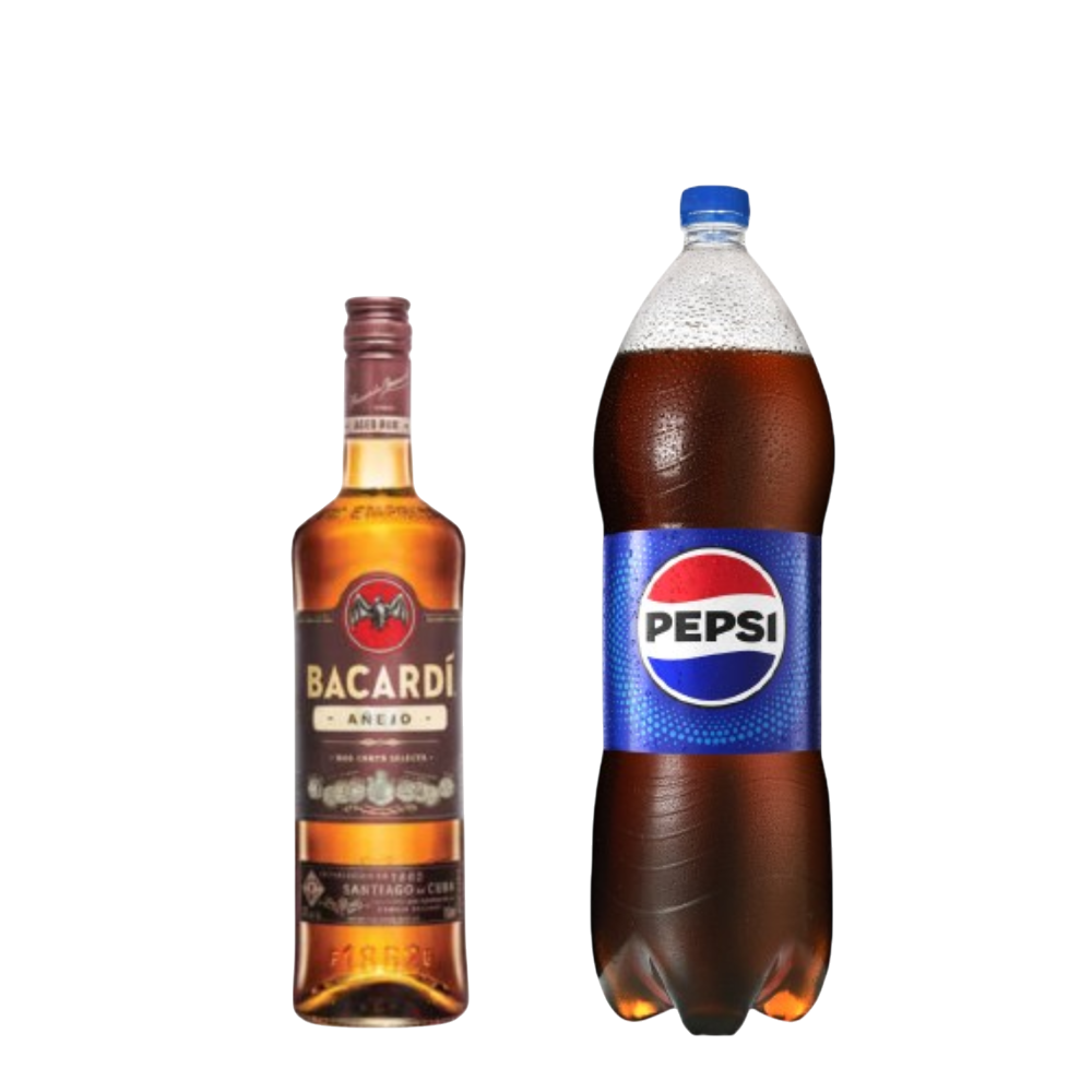 Ron Bacardí Añejo 750ml + Pepsi común o Black 2lt – TaDa Delivery